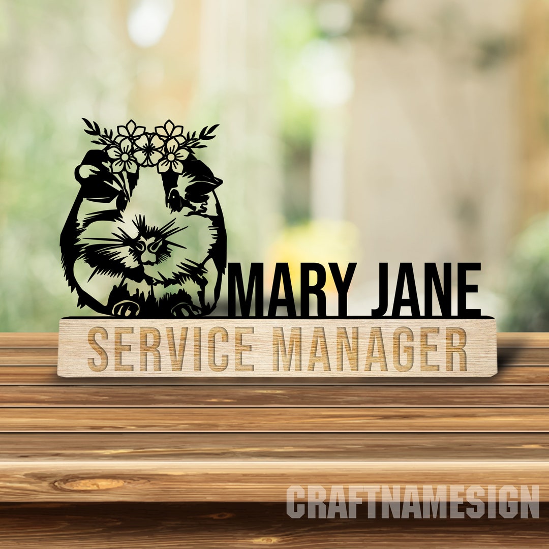 Custom Guinea Pig Lovers Wooden Desk Name Plate, Metal Nameplate for ...