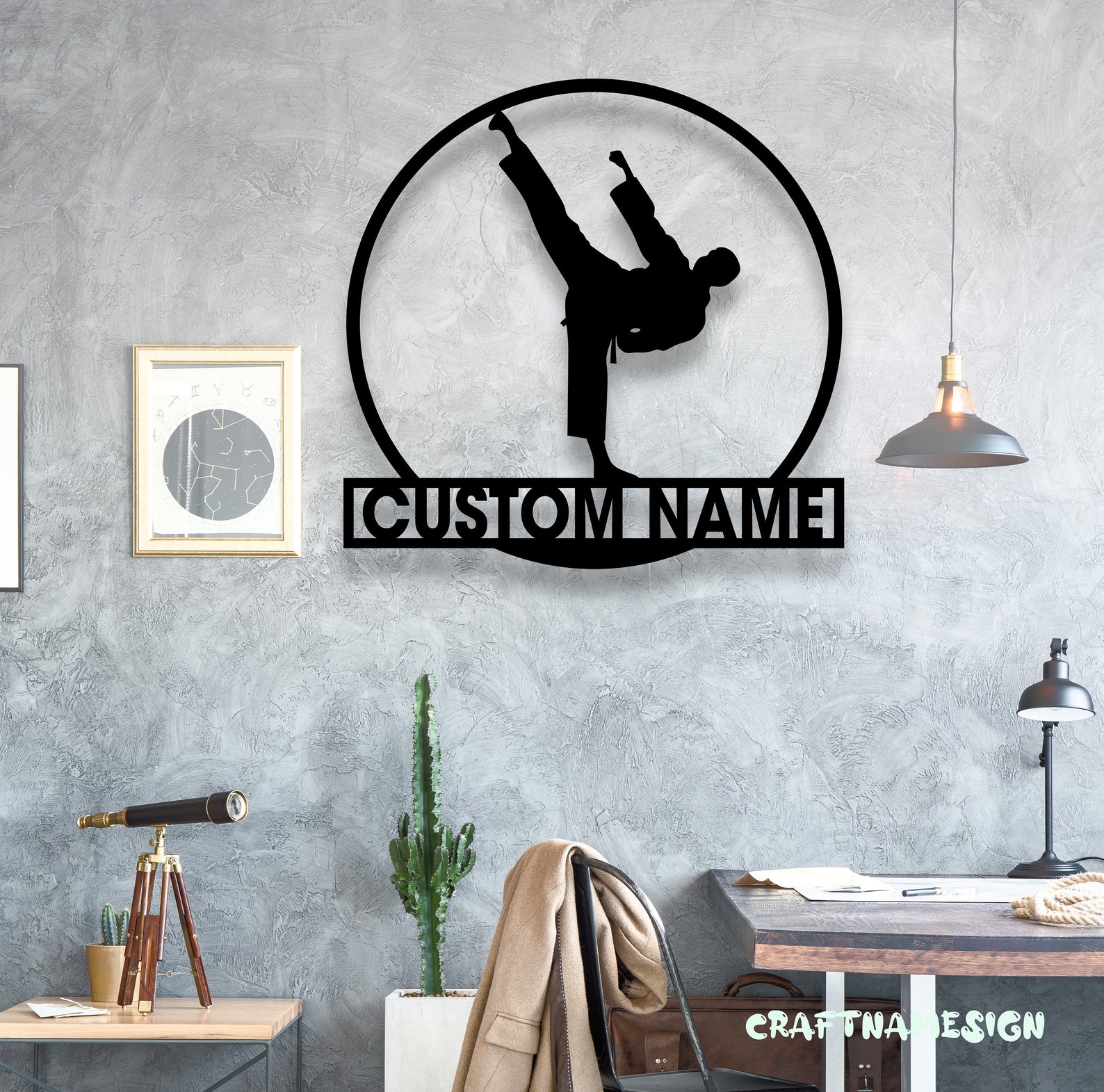 Custom Boy Karate Martial Arts Metal Wall Art With LED Light ...