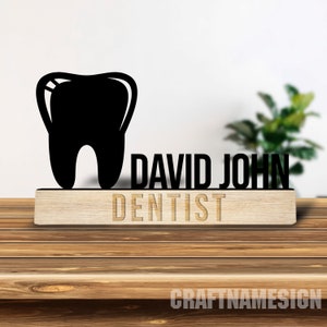 Custom Dentist Wooden Desk Name Plate, Dentist Metal Nameplate for Desk ...