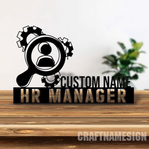 Custom HR Manager Desk Name Plate, HR Manager Metal Nameplate for Desk ...