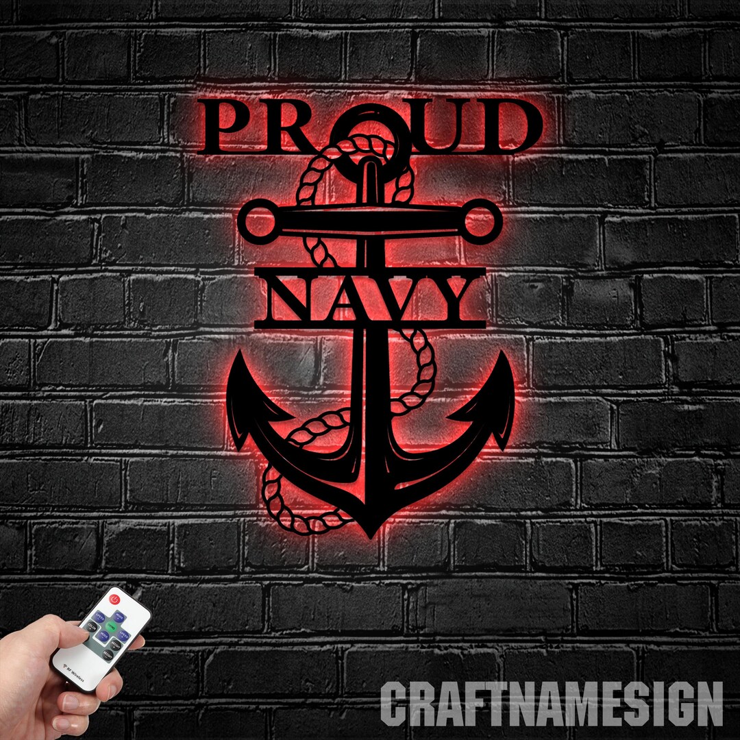 Proud Navy Metal Wall Art Led Light, Navy Day Patriotic Military ...