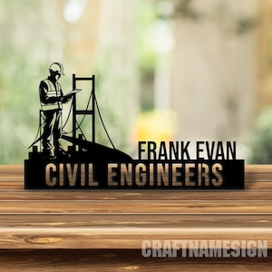 Custom Wooden Civil Engineer Desk Name Plate, Engineer Metal Nameplate ...
