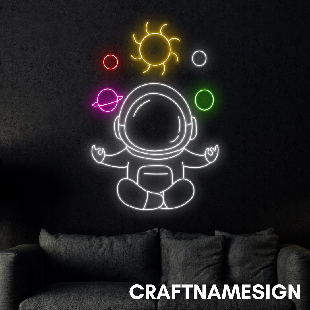 Astronaut Meditating Space Neon Sign, Astronaut Space Led Sign, Custom ...