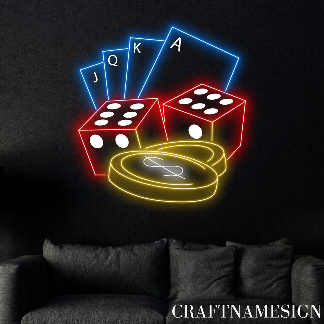 Casino Coin Dice Poker Neon Sign, Poker Led Sign, Custom Neon Sign ...