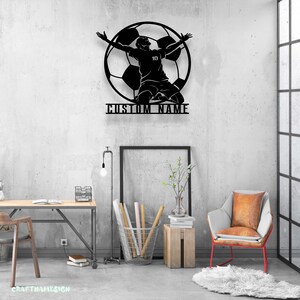 Personalized Soccer Player Metal Wall Art Led Light, Custom Football ...