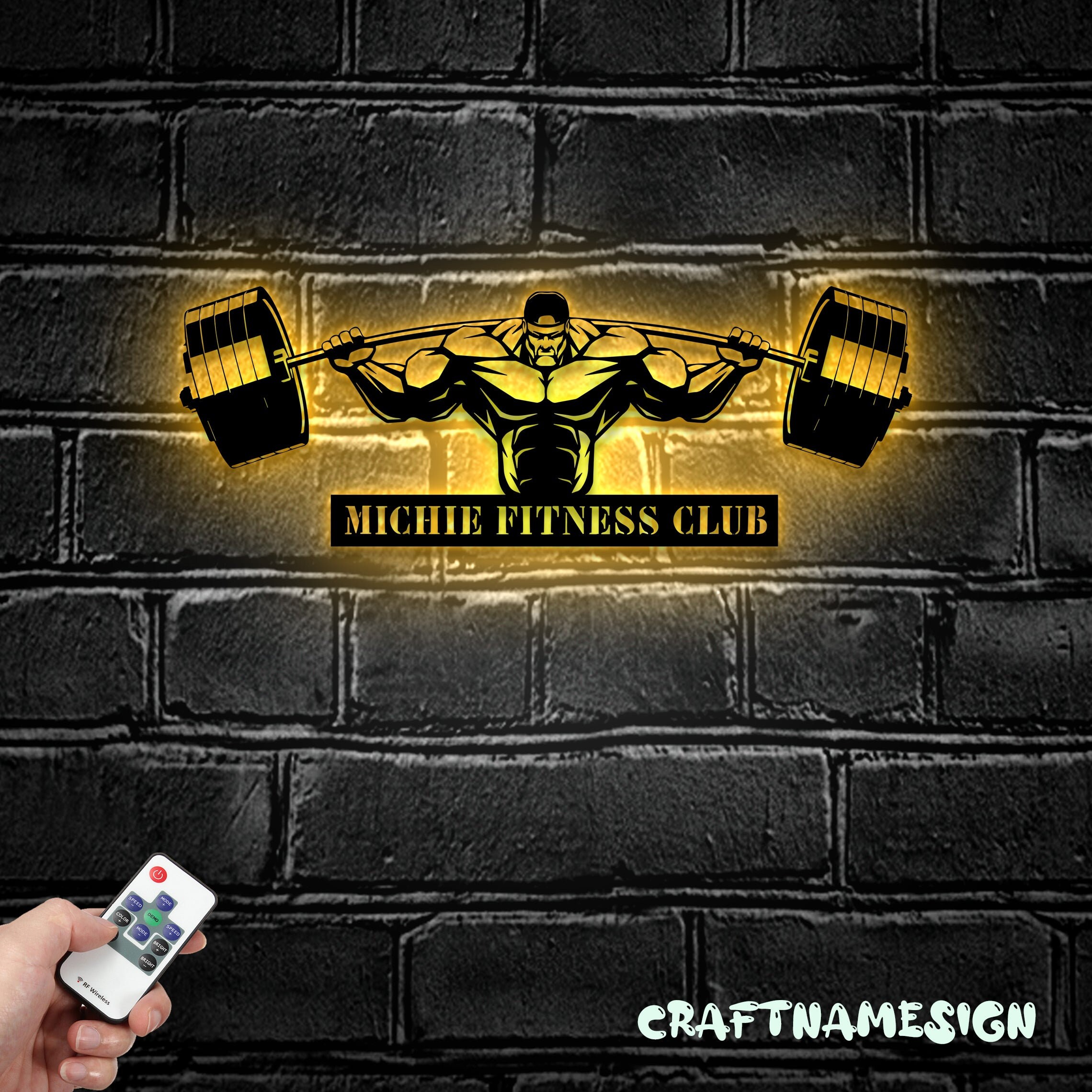 Custom Powerlifting Workout Metal Wall Art LED Light - Personalized ...