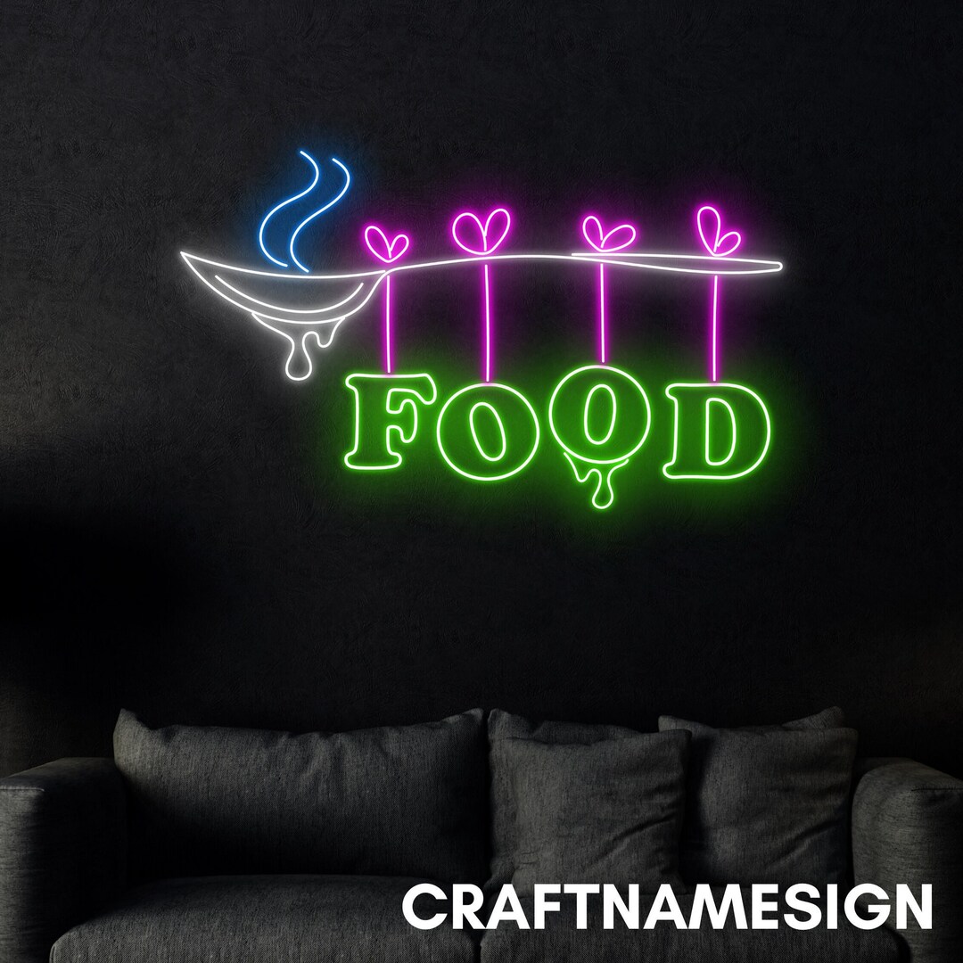 Food Court Neon Sign, Food Bar Led Sign, Custom Neon Sign, Food Shop ...