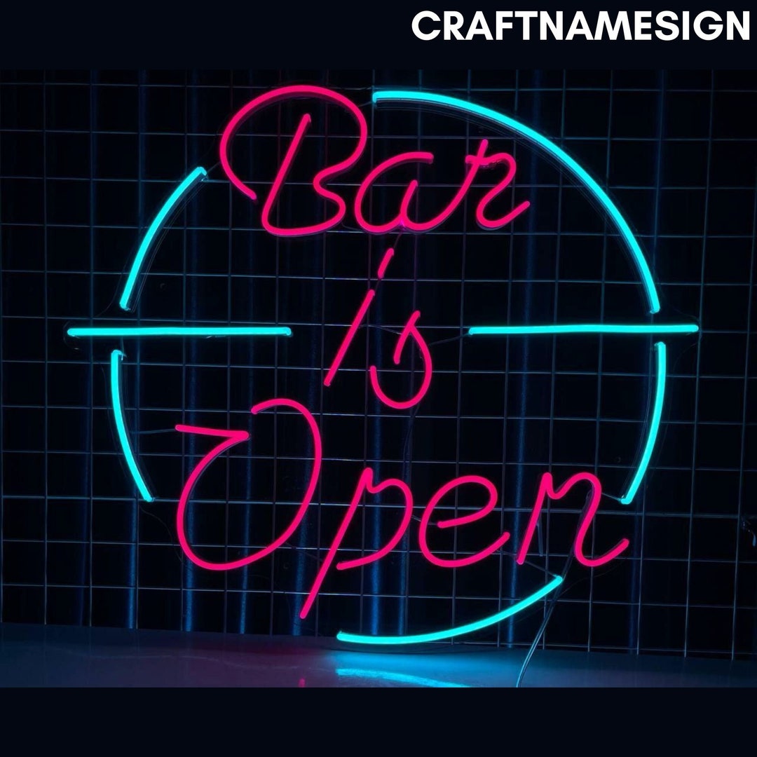 Bar is Open Neon Sign, Bar is Open Store Logo Led Sign, Custom Neon ...