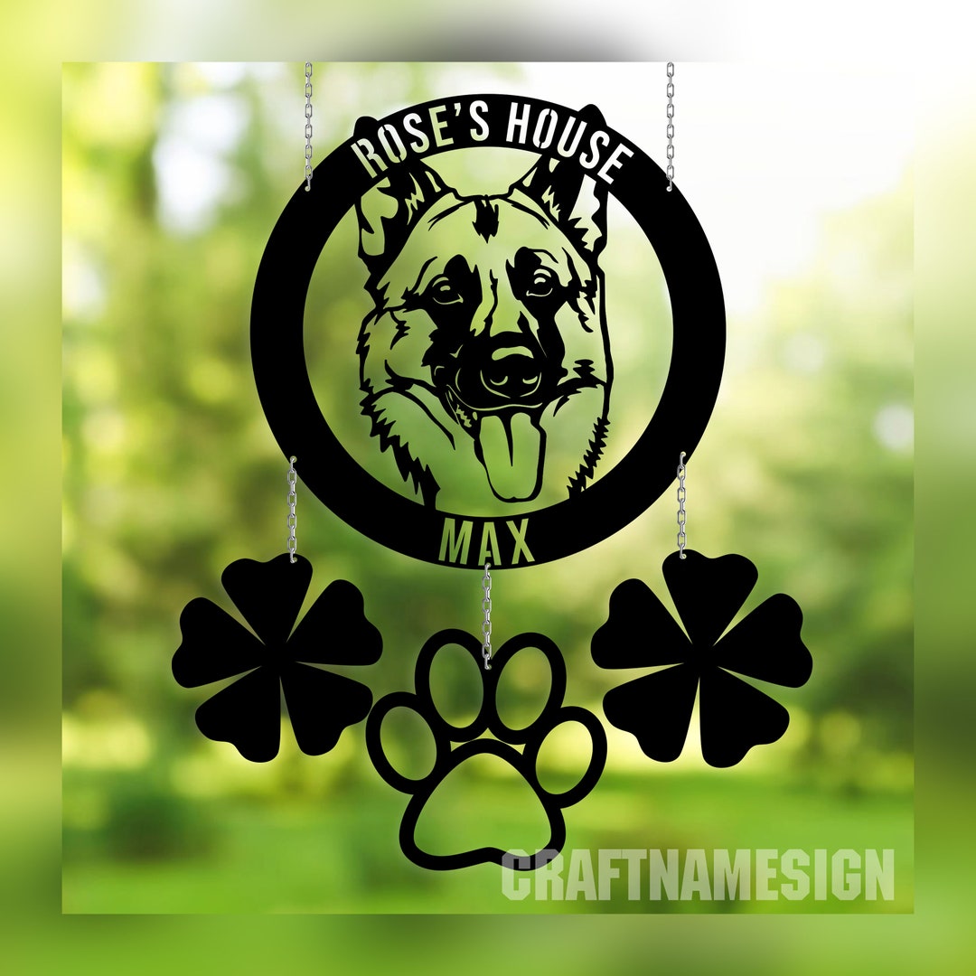 Custom Metal GSD German Shepherd Husky Dog Wind Chime, Dog Lover Garden ...