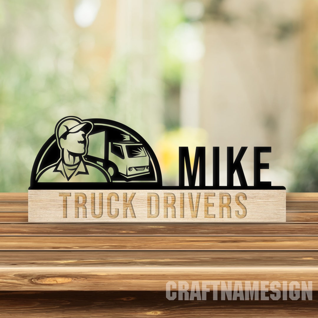 Custom Truck Drivers Desk Name Plate, Drivers Metal Nameplate for Desk ...