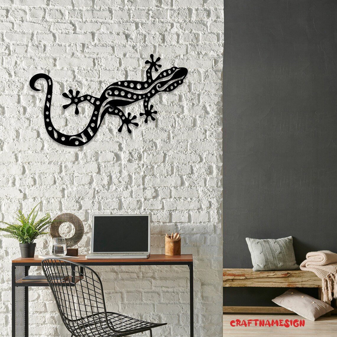 Gecko Metal Wall Art LED Light Ledge Lizard Sign Home Decor - Etsy