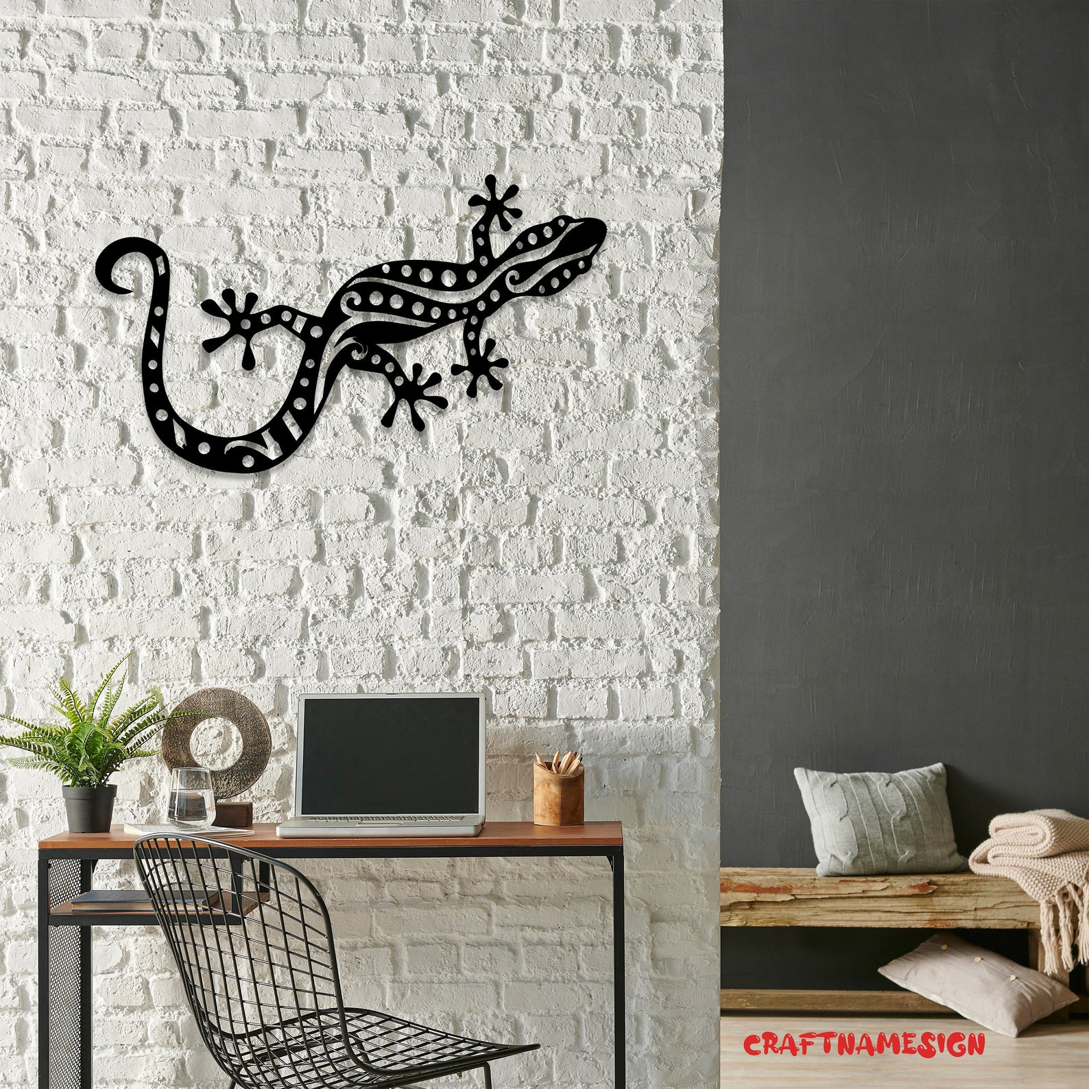 Gecko Metal Wall Art LED Light Ledge Lizard Sign Home Decor - Etsy
