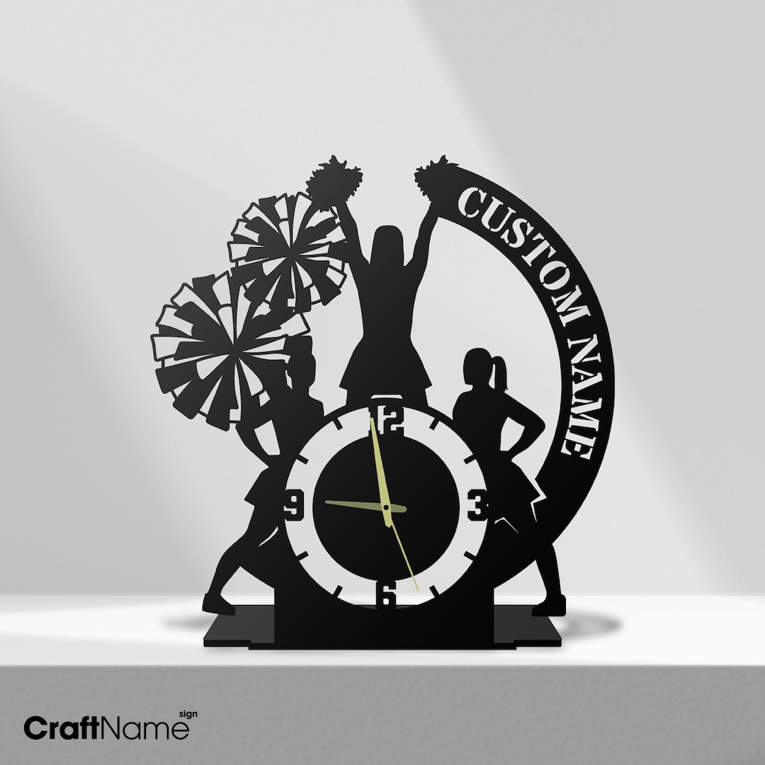 Custom Cheerleading Metal Table Clock, Personalized Silent Tabletop ...