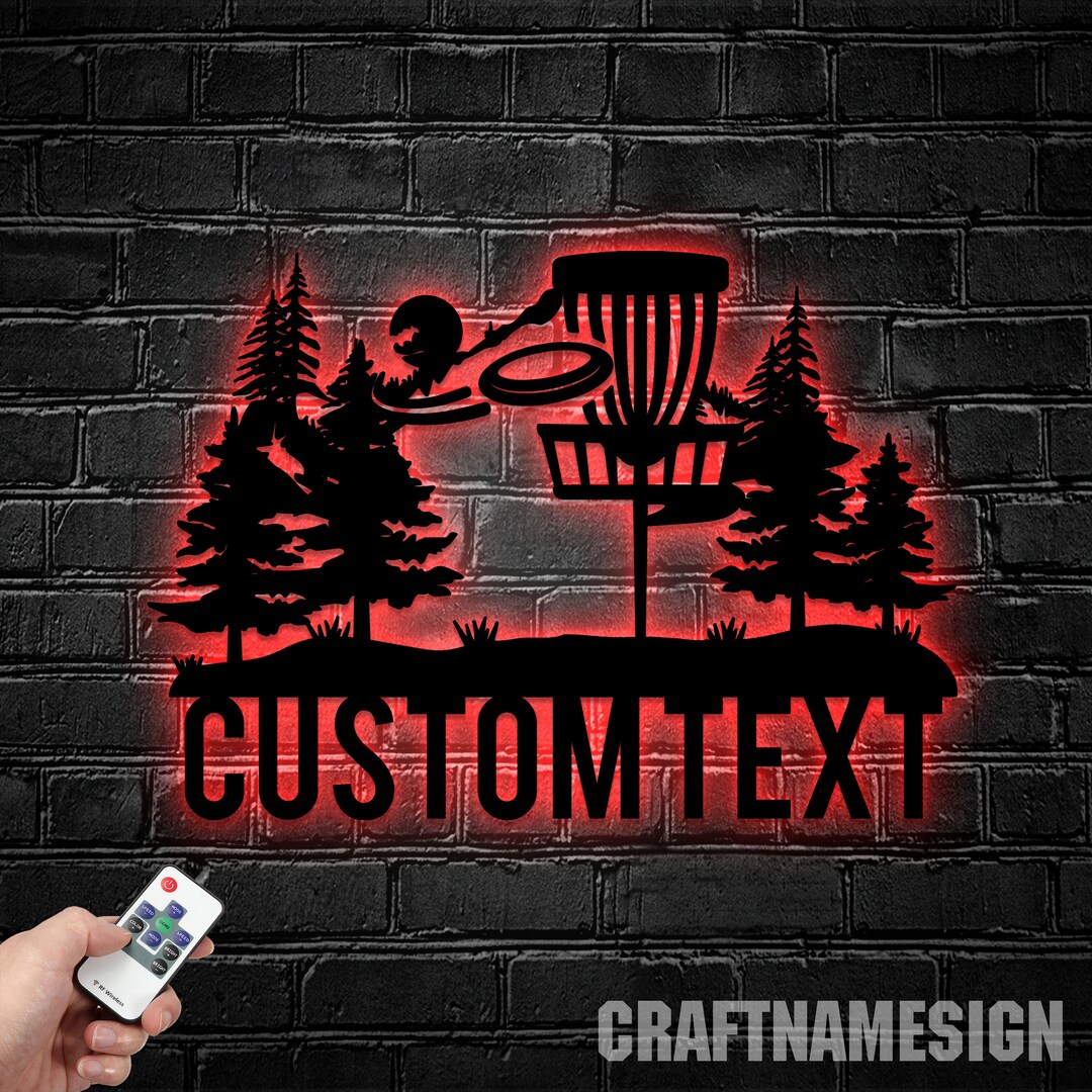Custom Disc Golf Metal Wall Art With LED Light, Personalized Disc Golf ...