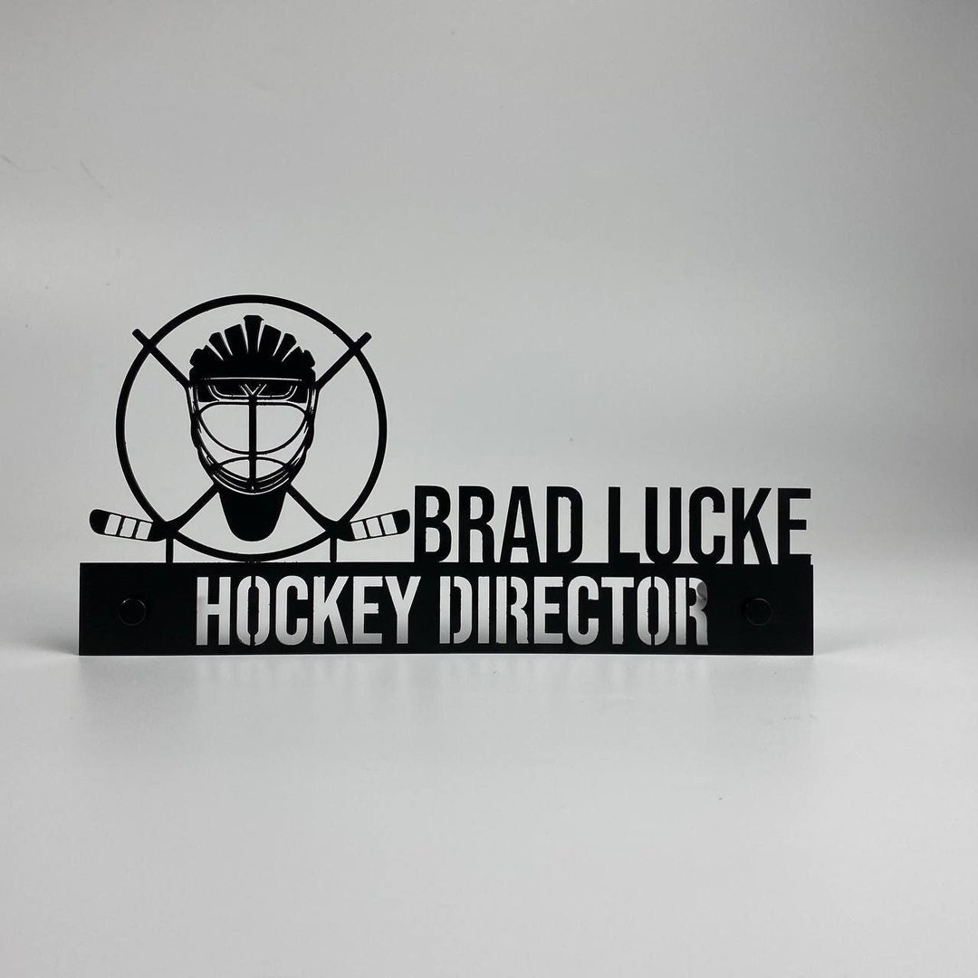 Custom Wooden Desk Name Plate for Hockey Lover, Hockey Metal Nameplate ...