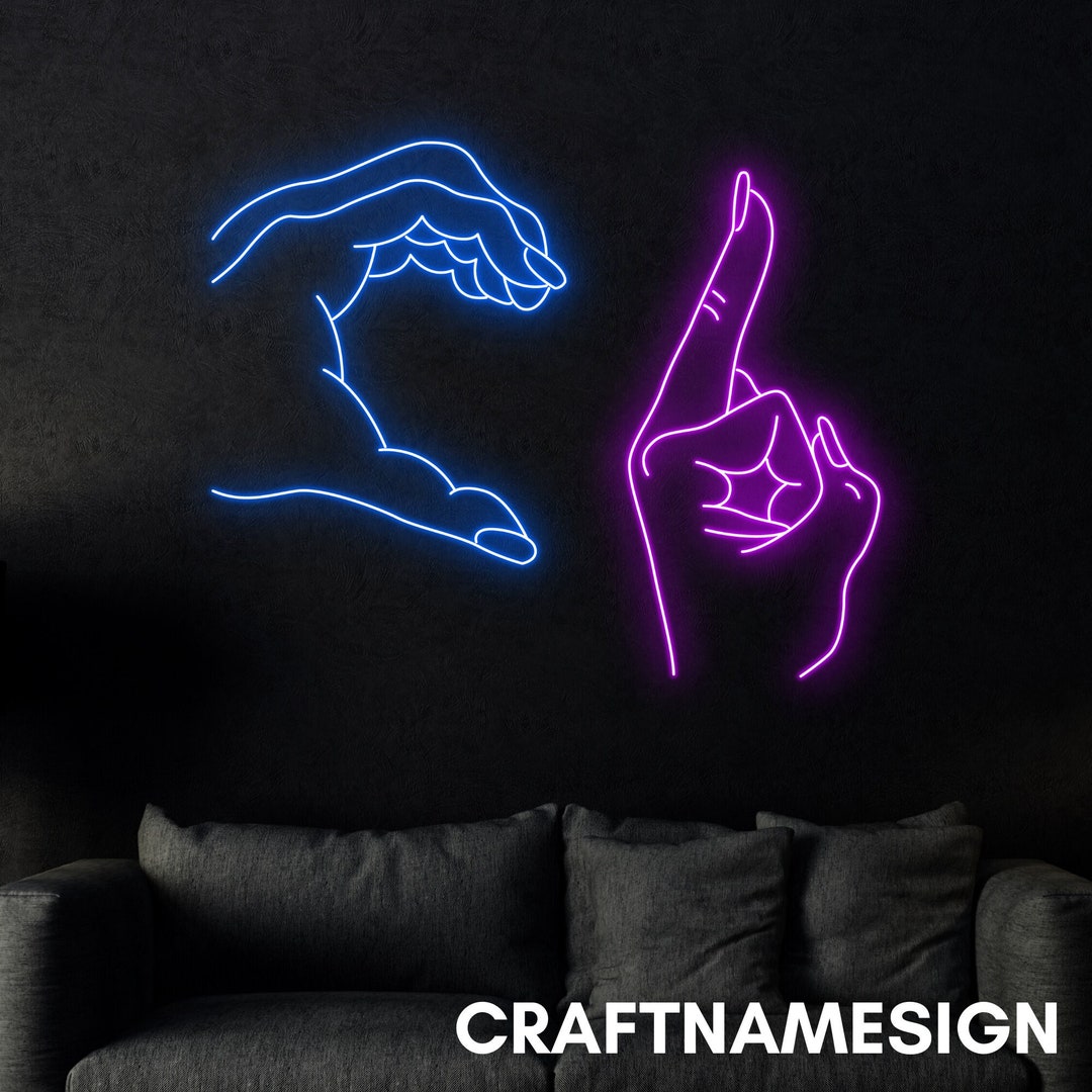 Love Symbol Middle Finger Neon Sign, Valentine Led Sign, Custom Neon ...