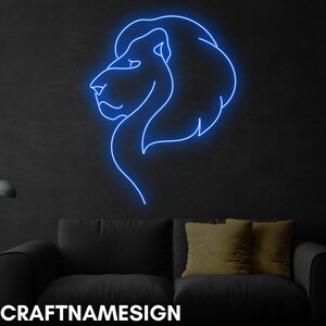 Lion Line Neon Sign, Lion Line Neon Sign, Custom Neon Sign, Bar Neon ...