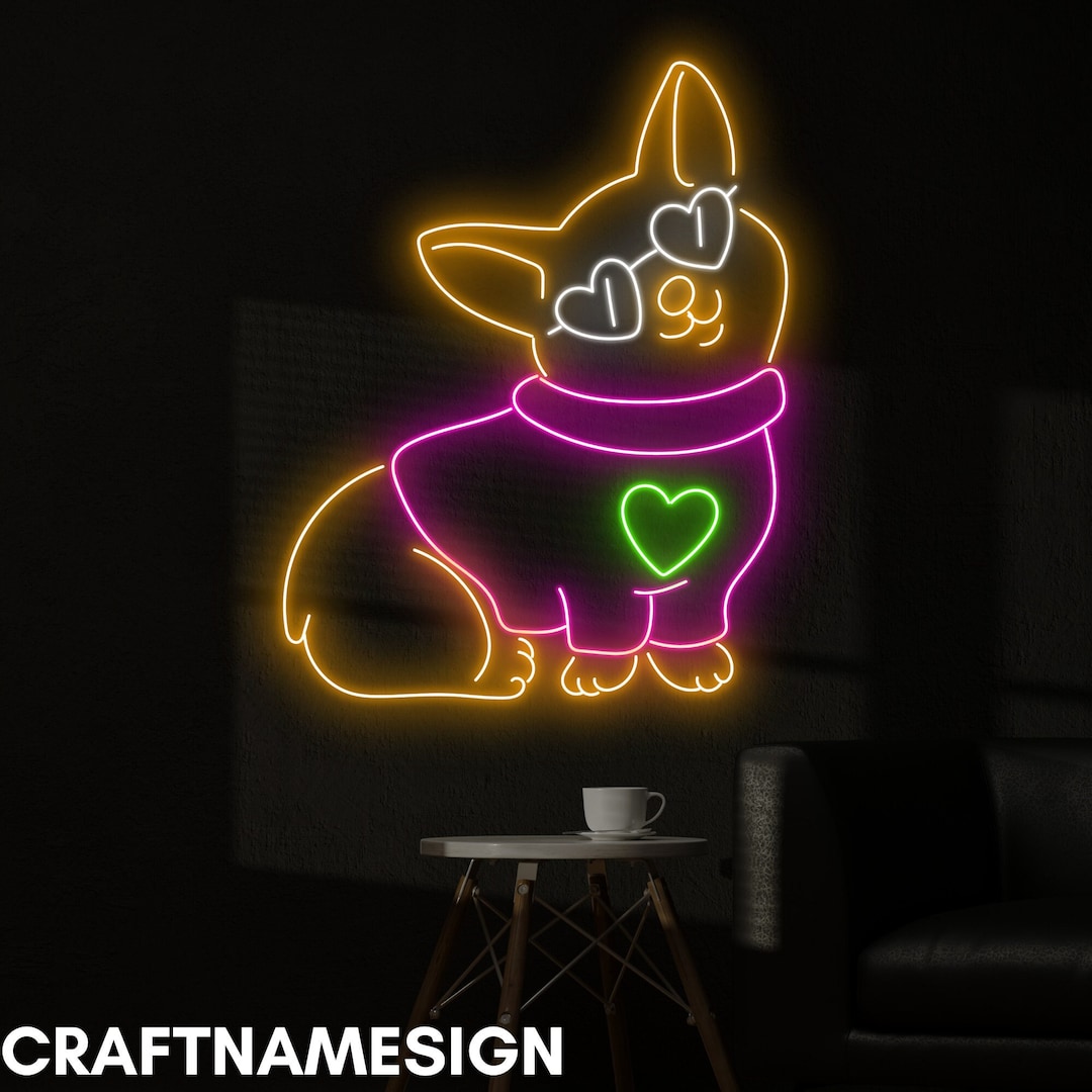 Corgi Sweater Neon Sign, Corgi Sweater Led Sign, Custom Neon Sign, Pet ...