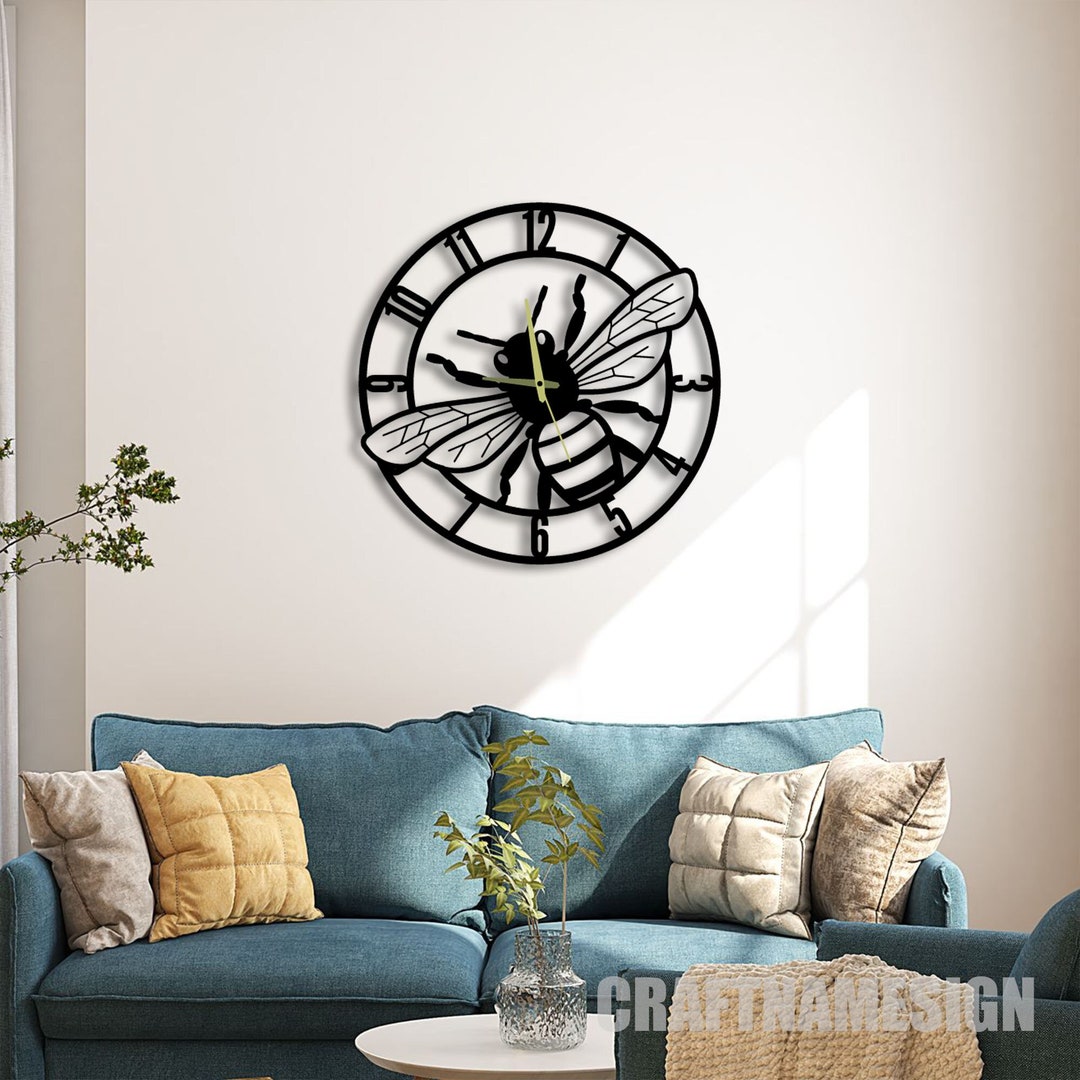 Honeybee Wall Clock, Wall Clock Unique for Home Decor and Wall Arts ...