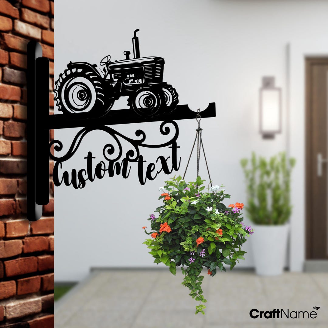 Custom Tractor Hanging Planter Metal Decor, Personalized Tractor Driver ...