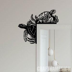 Sea Turtle Door Corner Metal Wall Art, Turtle Beach Door Topper Sign ...
