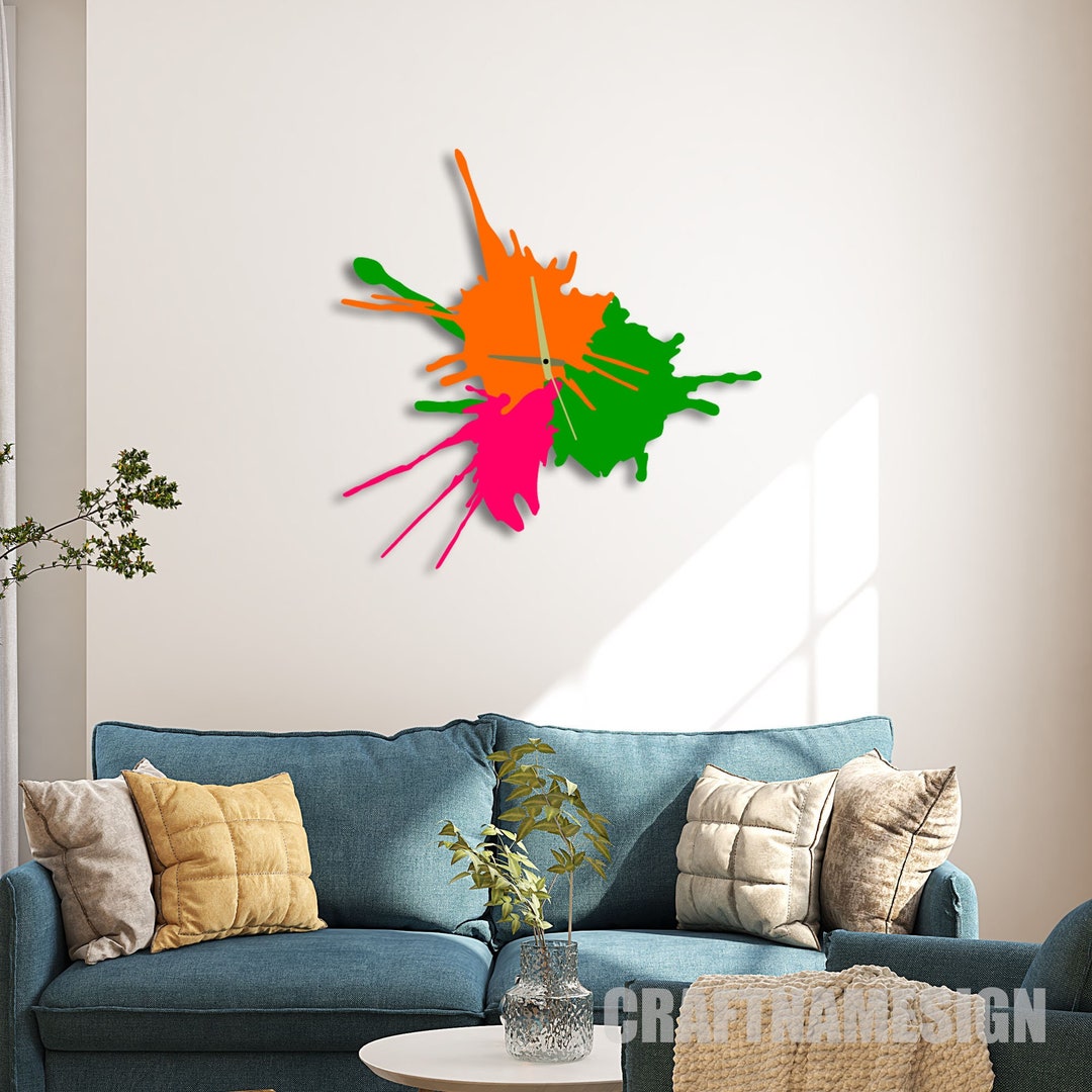 Stain Splash Metal Wall Clock, Wall Clock Unique for Home Decor and ...