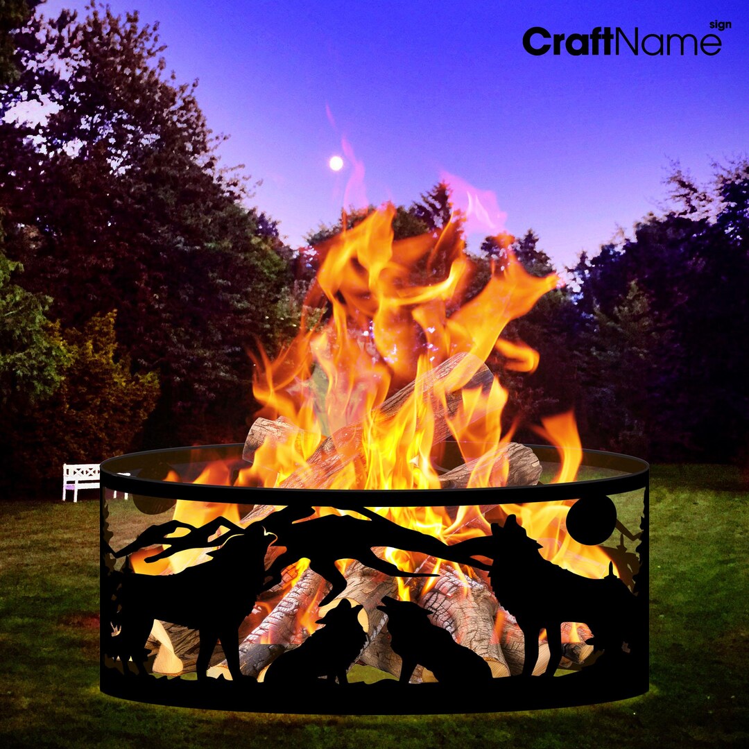 Personalized Wolf Family Metal Fire Pit, Custom Fire Ring for Camping ...