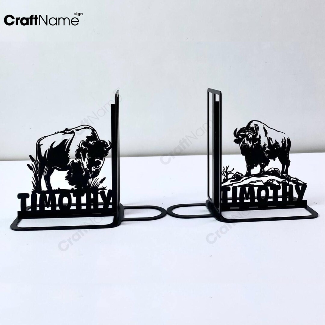 Custom Bison Bookend Metal Sign, Personalized Bison Lover Name Book ...