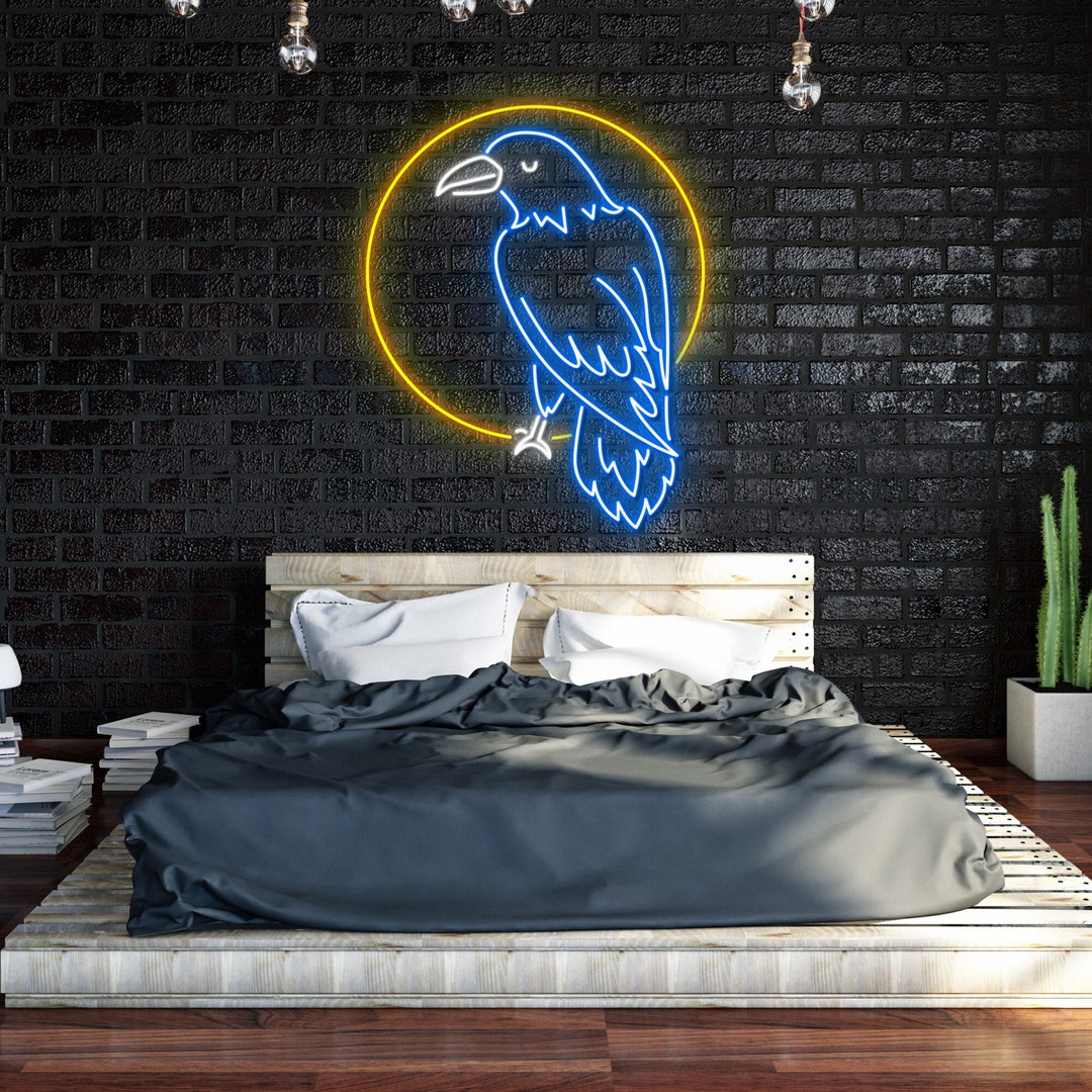 Raven Neon Wall Art With LED Light Crow Moon Sign Home Decor - Etsy