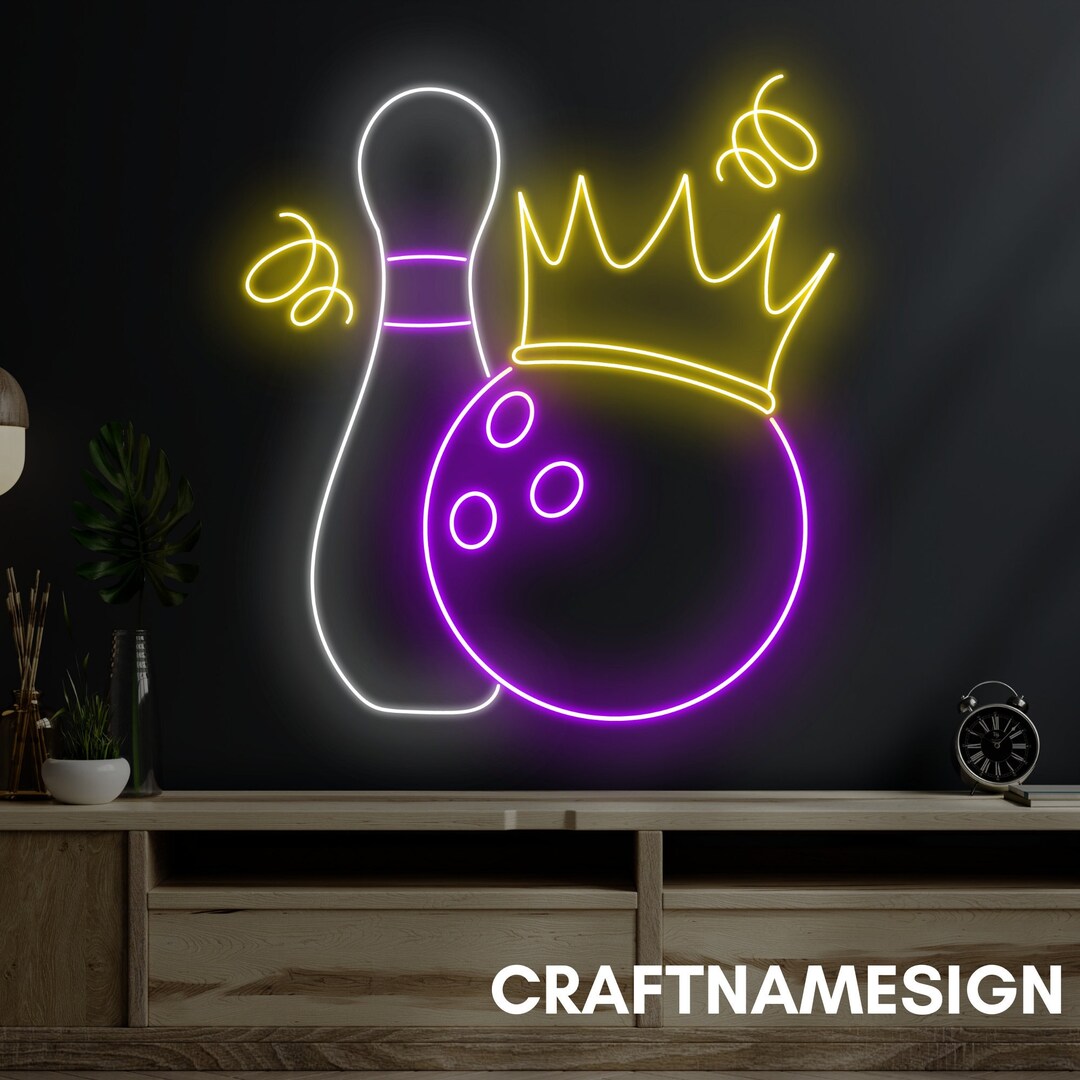 Bowling King Neon Sign, Bowling Led Sign, Custom Neon Sign, Sport Shop ...