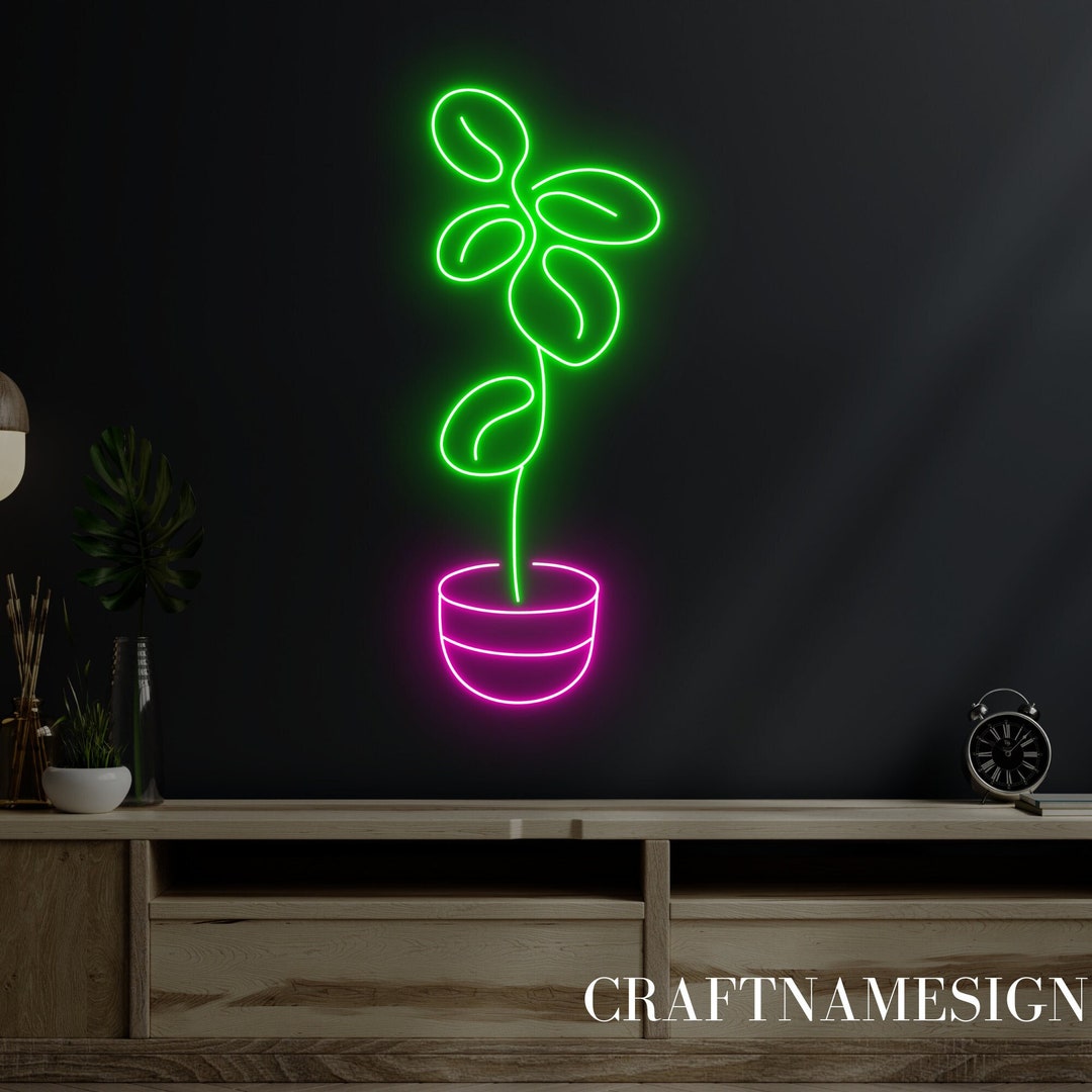 Tree Line Neon Sign, Bonsai Tree Neon Sign, Custom Neon Sign, Bonsai ...