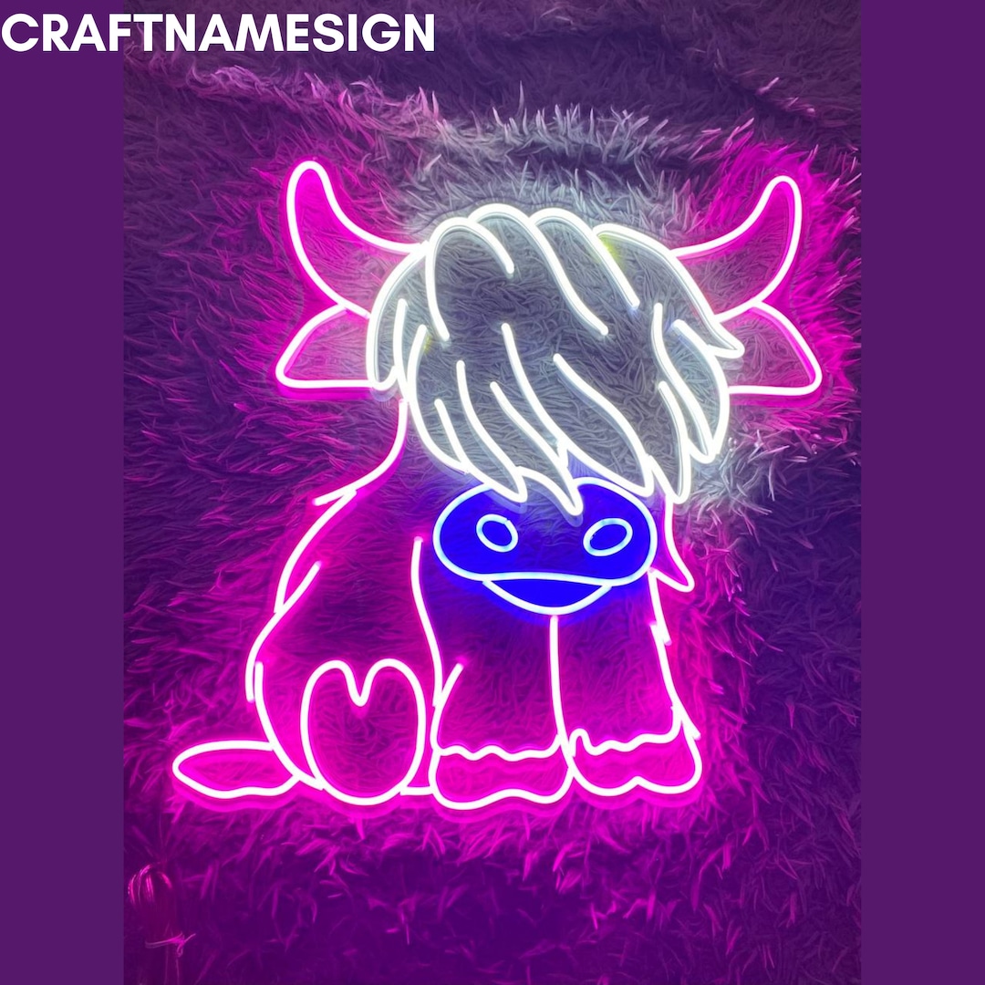 Cute Cow Neon Sign, Highland Cow Head Led Sign, Custom Neon Sign ...