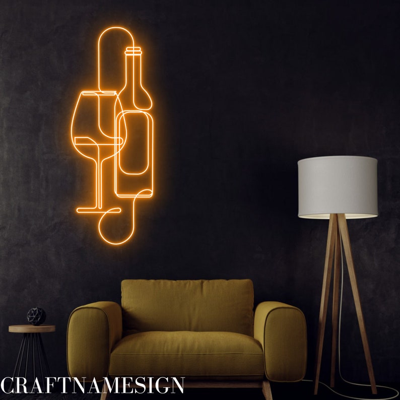 Wine Glass Bottle Led Sign, Wine Addicted Neon Sign, Custom Neon Sign ...