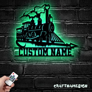 Custom Steam Engine Train Locomotive Metal Wall Art With LED Light ...