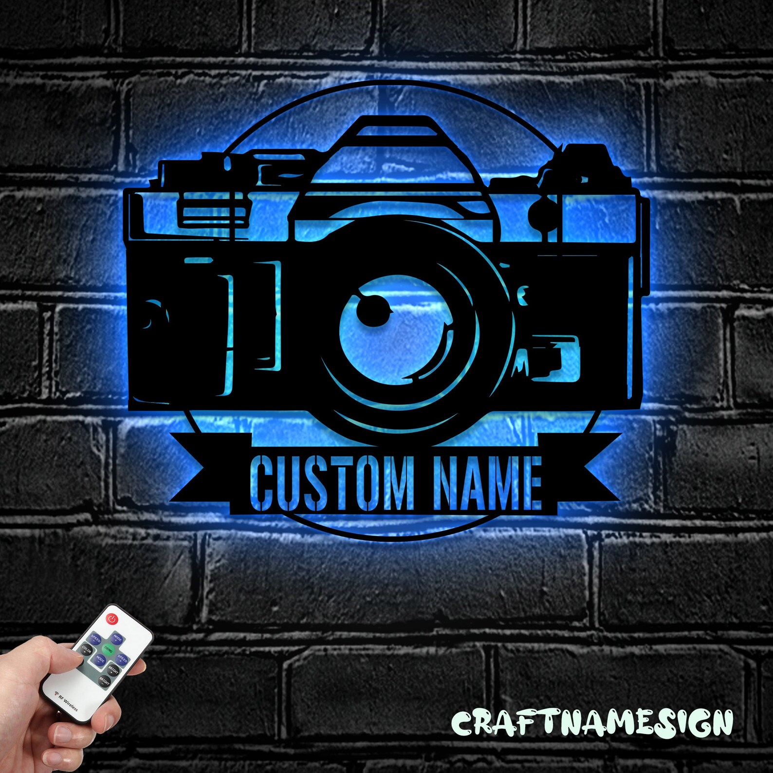 Custom Camera Photo Taking Metal Wall Art LED Light - Personalized ...
