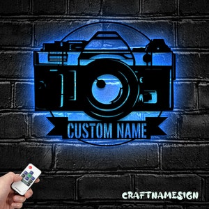 Custom Camera Photo Taking Metal Wall Art LED Light - Personalized ...