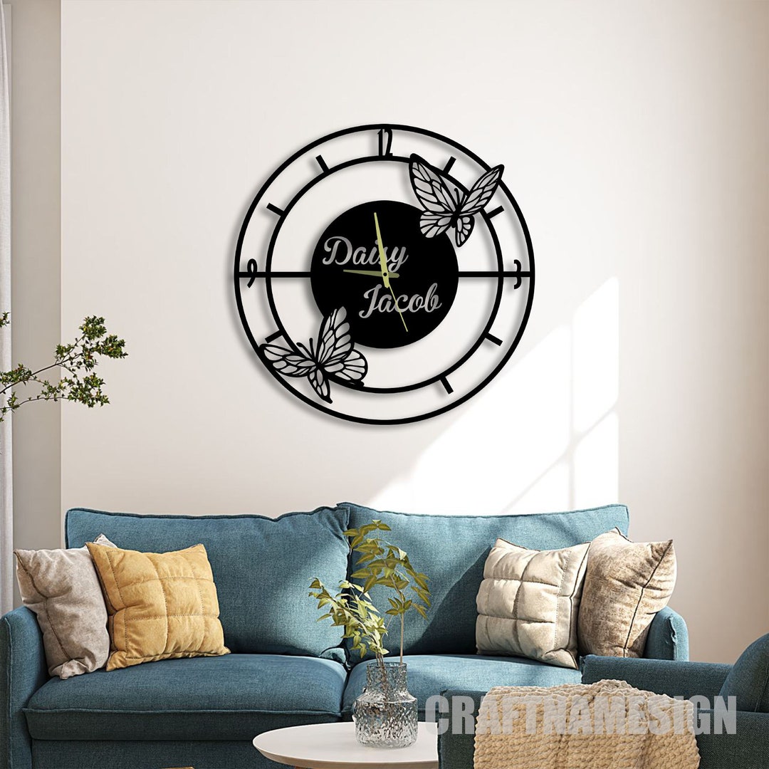 Customized Family Name Metal Wall Clock, Wall Clock Unique for Home ...