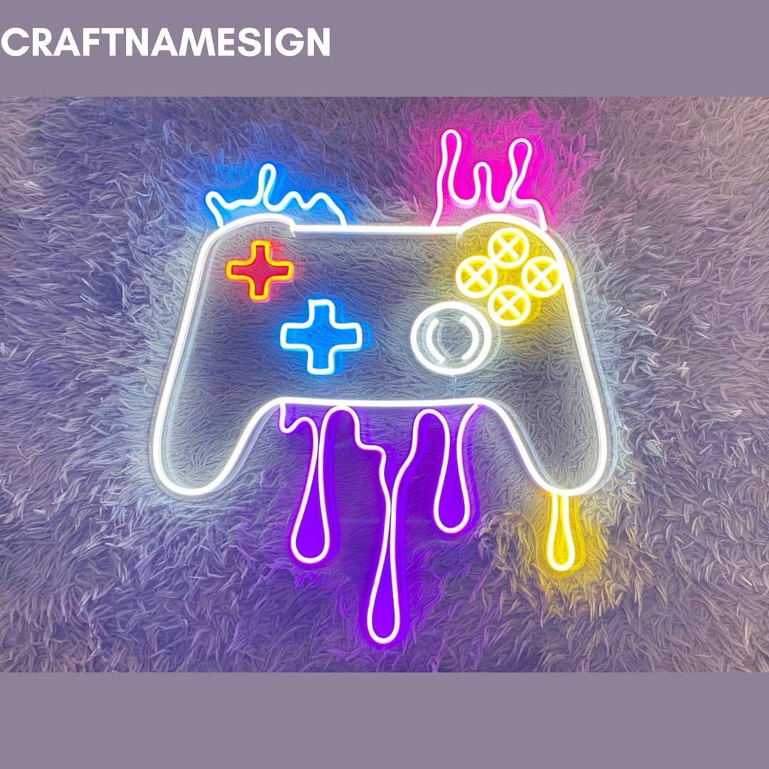 Dripping Game Controller Neon Sign, Game Controller Led Sign, Custom ...