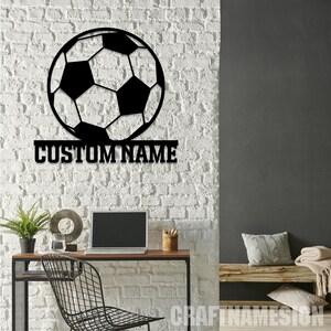Personalized Soccer Ball Metal Wall Art With LED Light, Custom Soccer ...