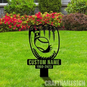 Custom Baseball Gloves Memorial Stake, Baseball Player Grave Marker ...