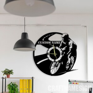 Custom Cycling Sport Vinyl Metal Wall Clock, Wall Clock Unique for Home ...