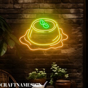 Flan Led Sign, Open Flan Dessert Shop Neon Sign, Custom Neon Led Light ...