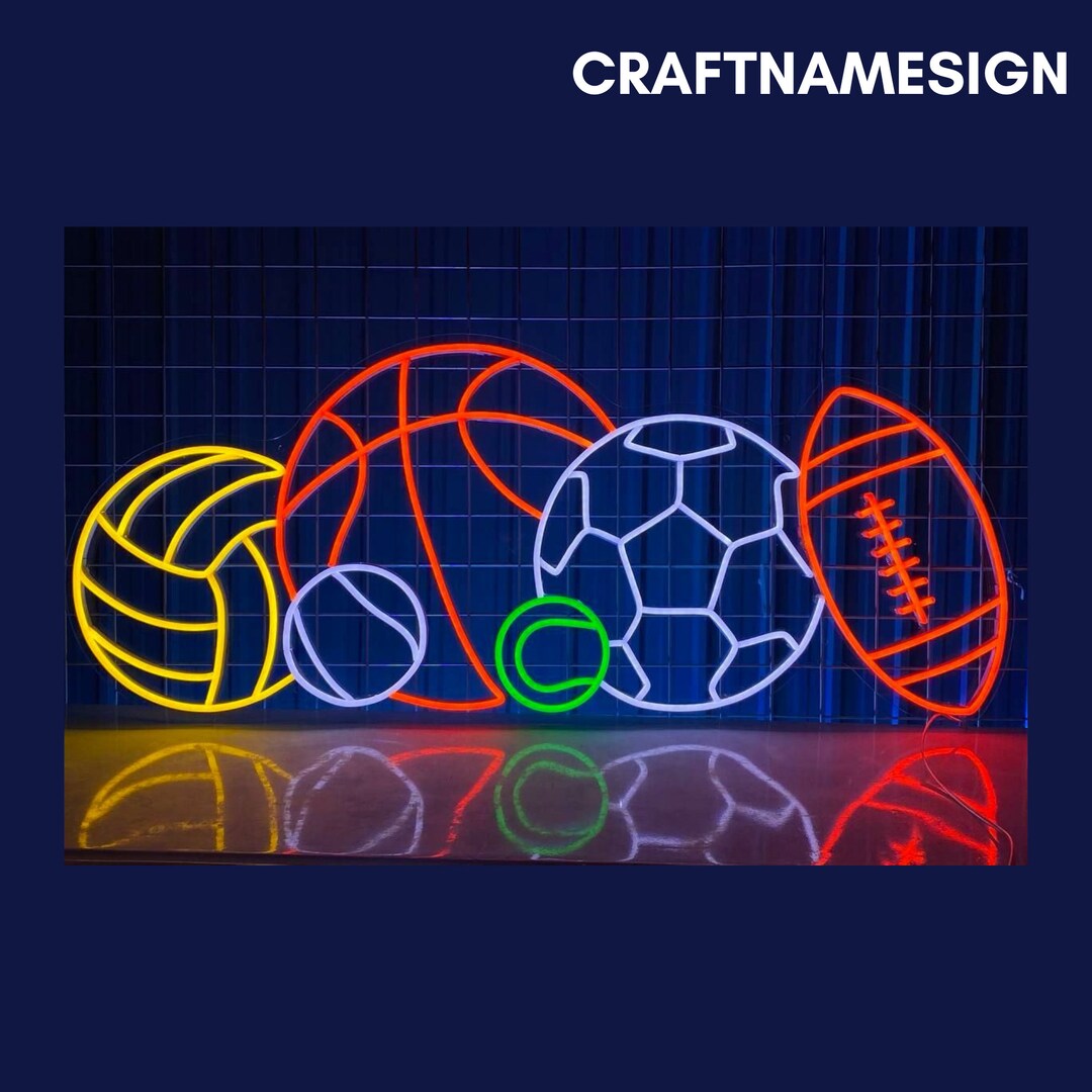 Football Soccer Volleyball Basketball Tennis Neon Sign, Sport Led Sign ...