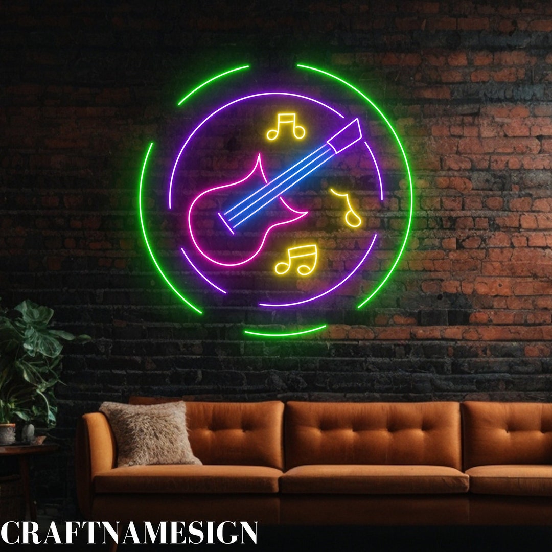 Guitar Music Neon Light for Live Music Performance Decor, Custom Neon ...