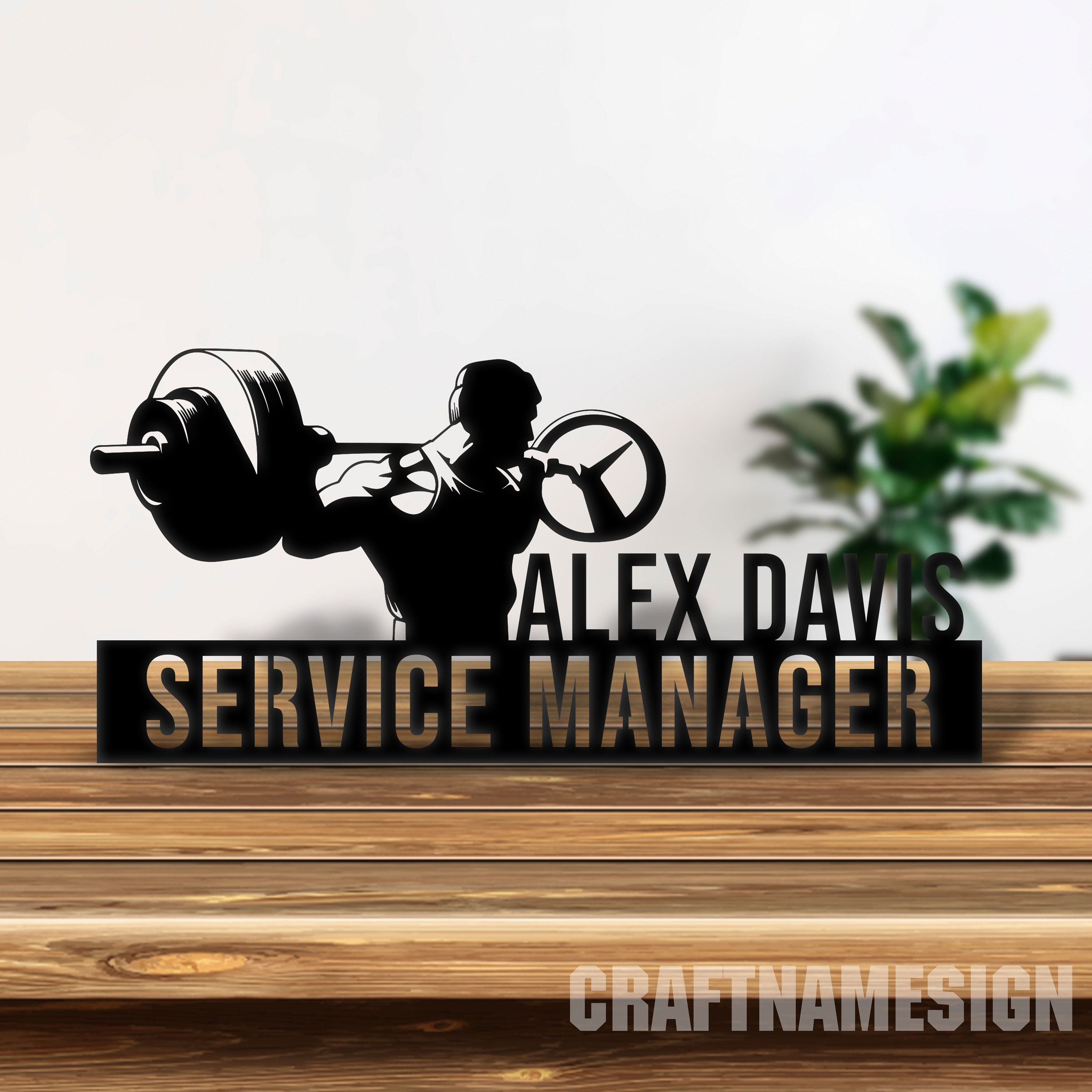 Custom Wooden Powerlifting Workout Desk Name Plate, Deadlift Barbell ...