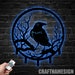 Custom Raven Metal Key Holder, Crow Moon Wall Led Decorative Art, Metal ...