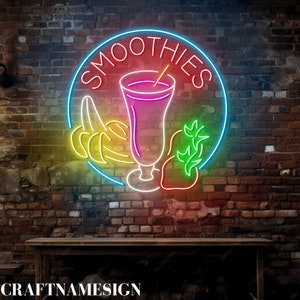 Healthy Fruit Smoothies Neon Sign, Open Smoothie Shop Led Sign, Custom ...