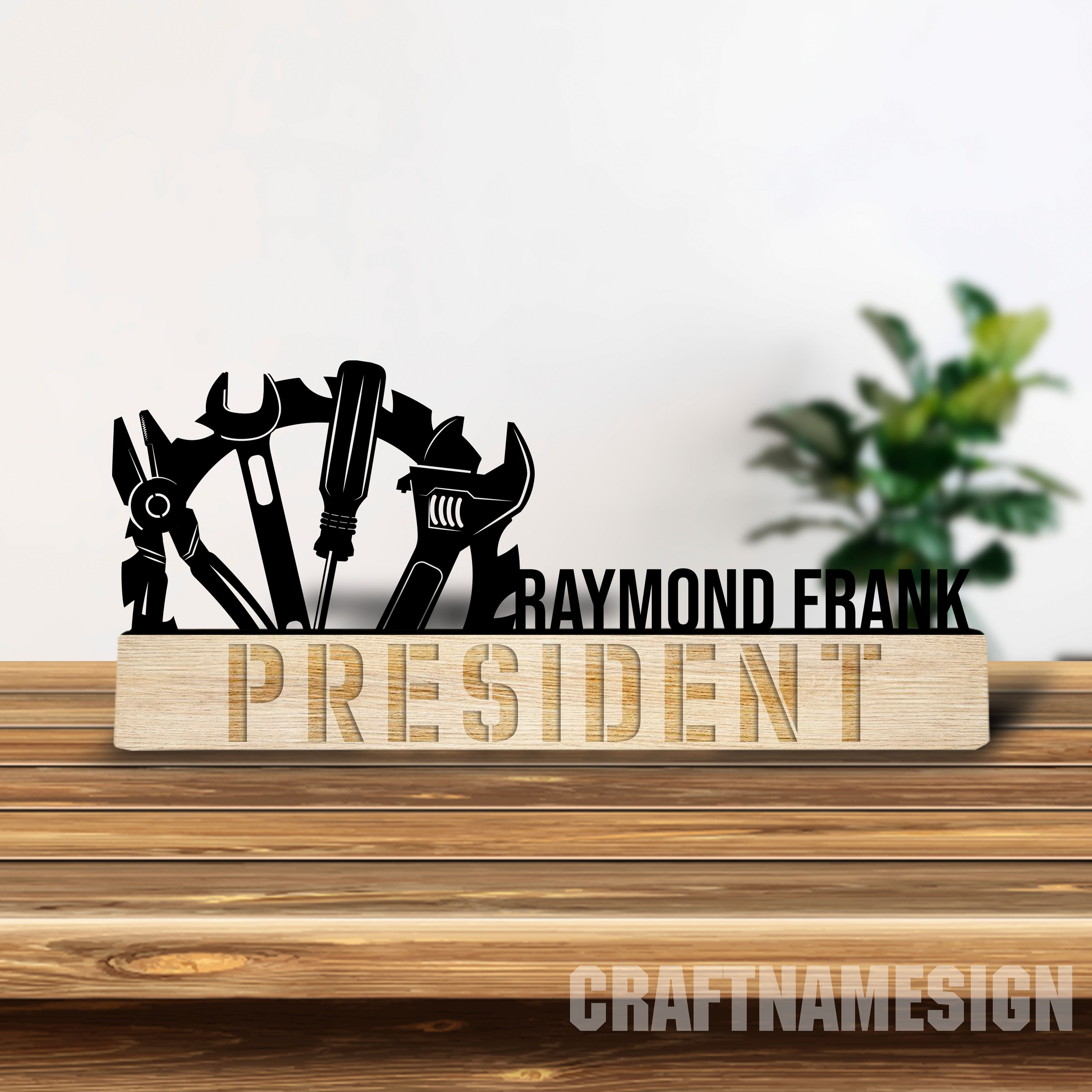 Custom Wooden Mechanic Desk Name Plate, Garage Mechanical Engineer ...