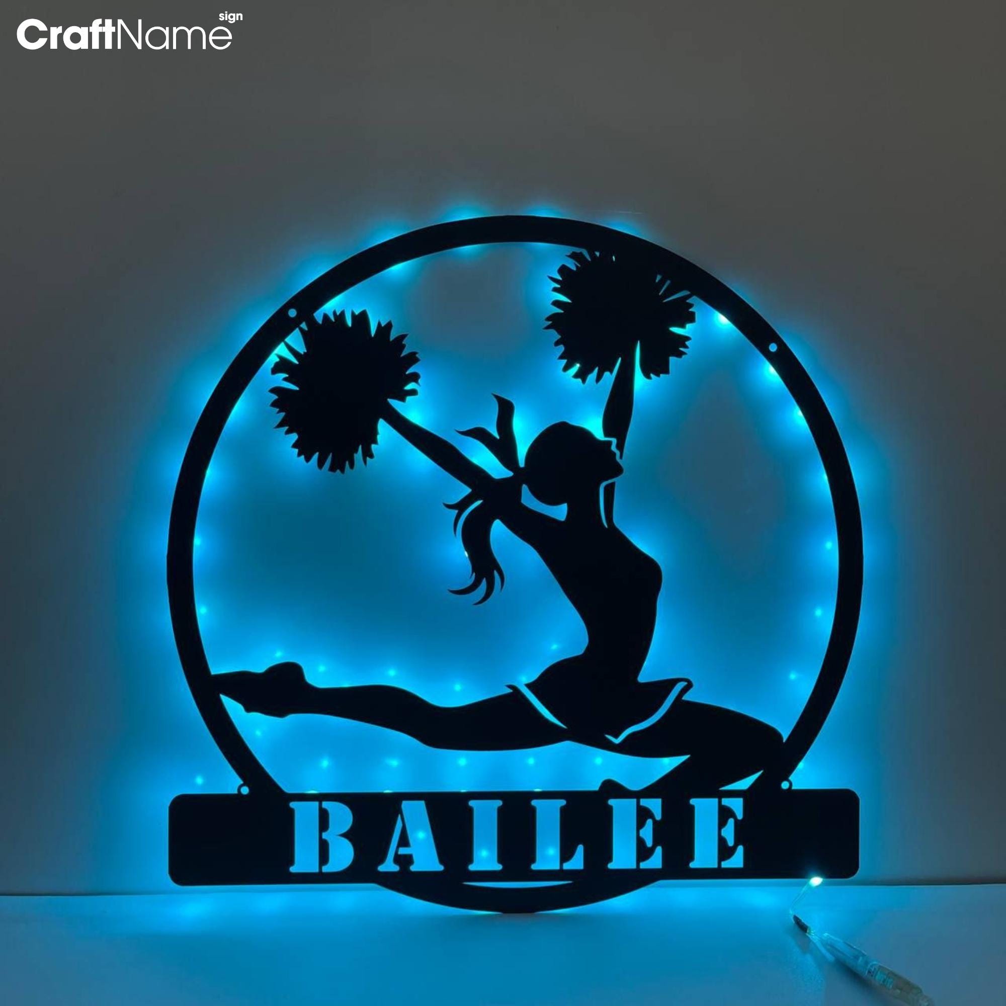 Custom Girl Cheerleading Metal Sign, Cheerleader Metal LED Decor ...