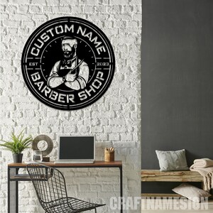 Personalized Barber Shop Name Sign Decoration, Custom Hairstylist Metal ...